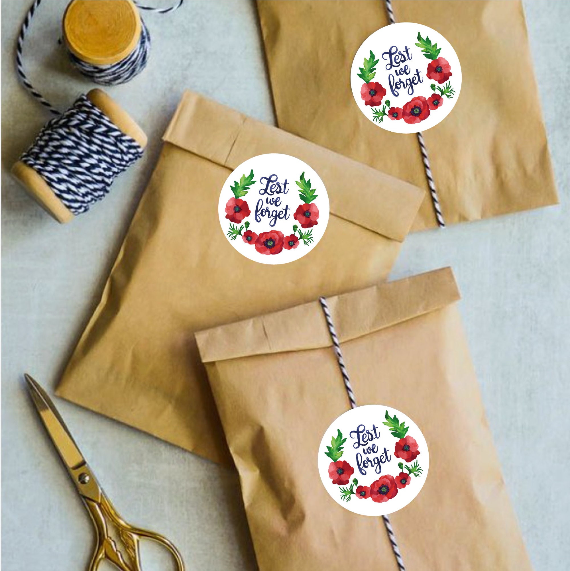 Lest We Forget Red Poppy Paper Labels, 37mm Self-adhesive Paper ...