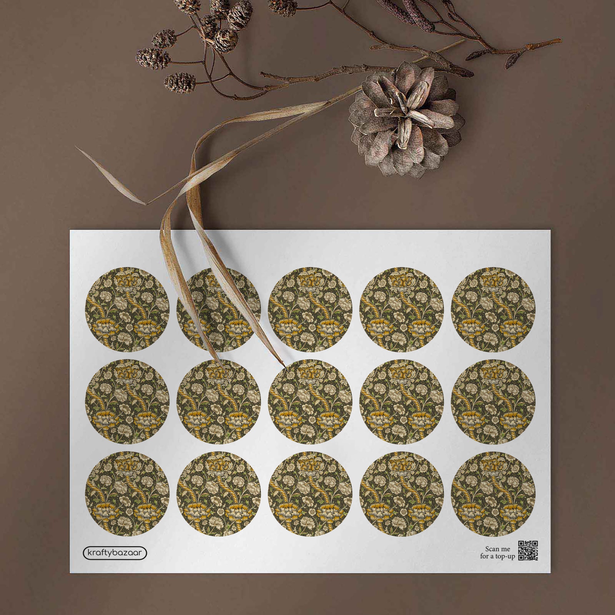 William Morris Gold Madder Paper Labels, 37mm Self-adhesive Wallpaper ...