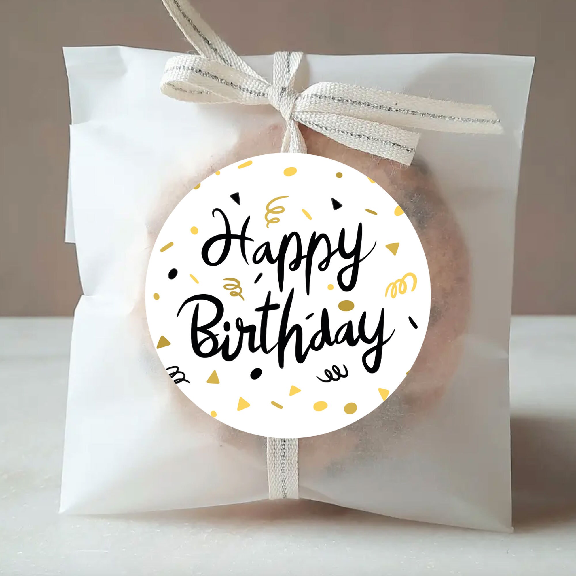 Gold Confetti Happy Birthday Stickers: 37mm Craft Labels - Etsy