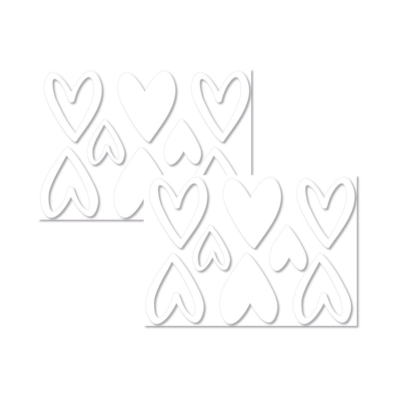 Set of 26 Whimsical Red or White Heart Window Stickers, White Static ...
