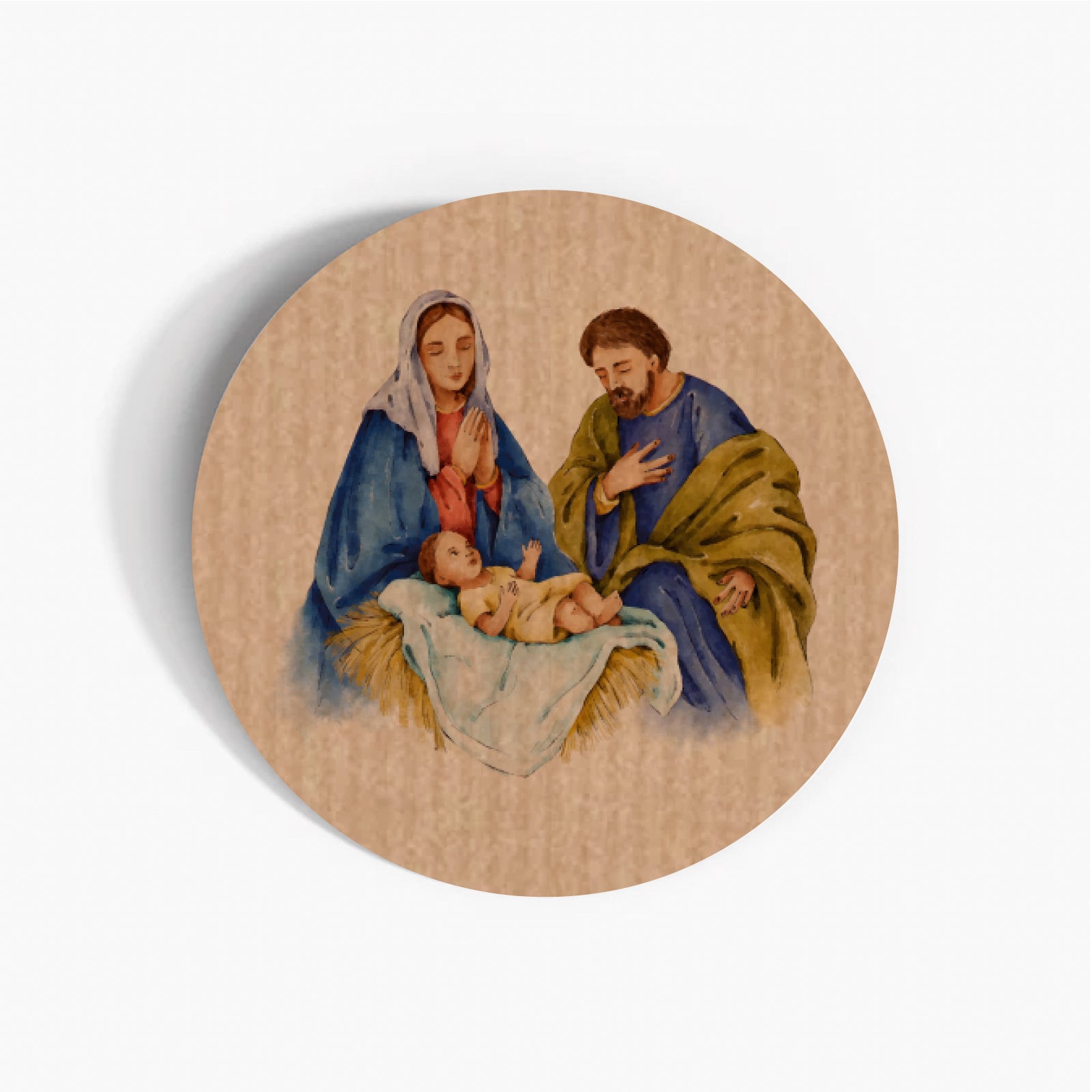 Watercolour Nativity Scene Paper Labels, 37mm Self-adhesive Christmas ...