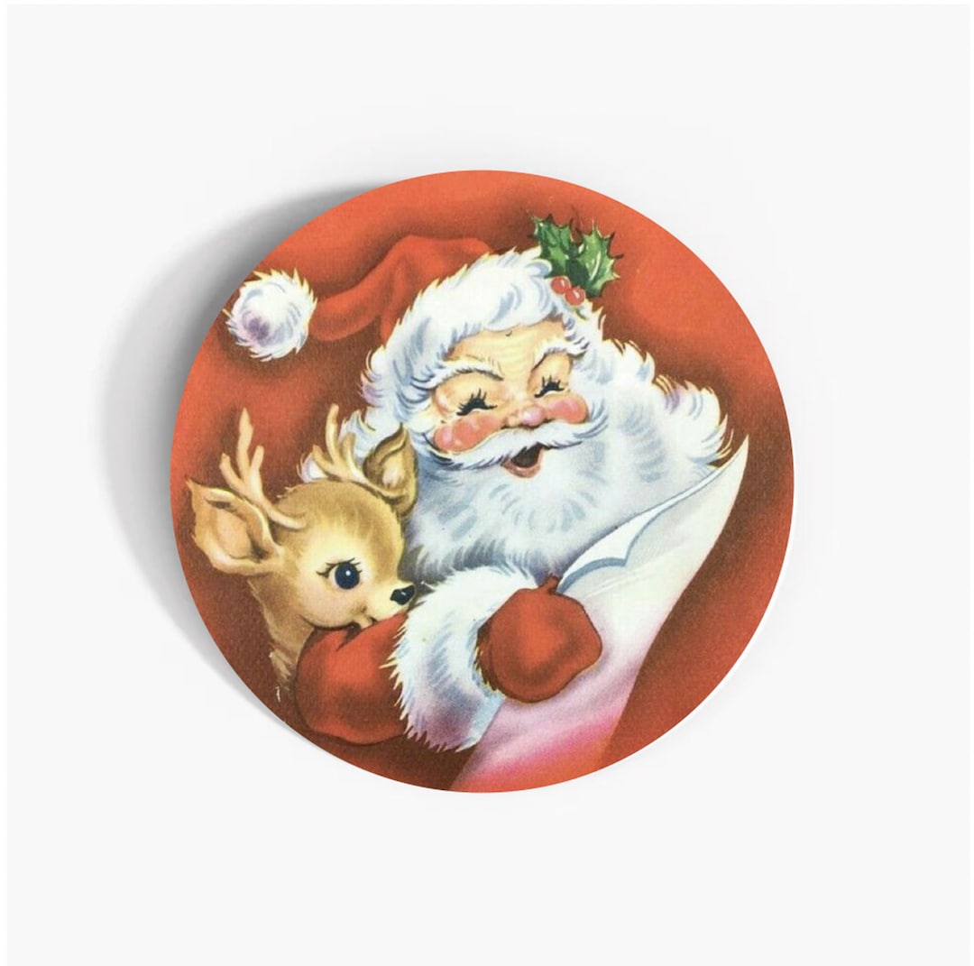Vintage Father Christmas Paper Labels, 37mm Self-adhesive Christmas ...