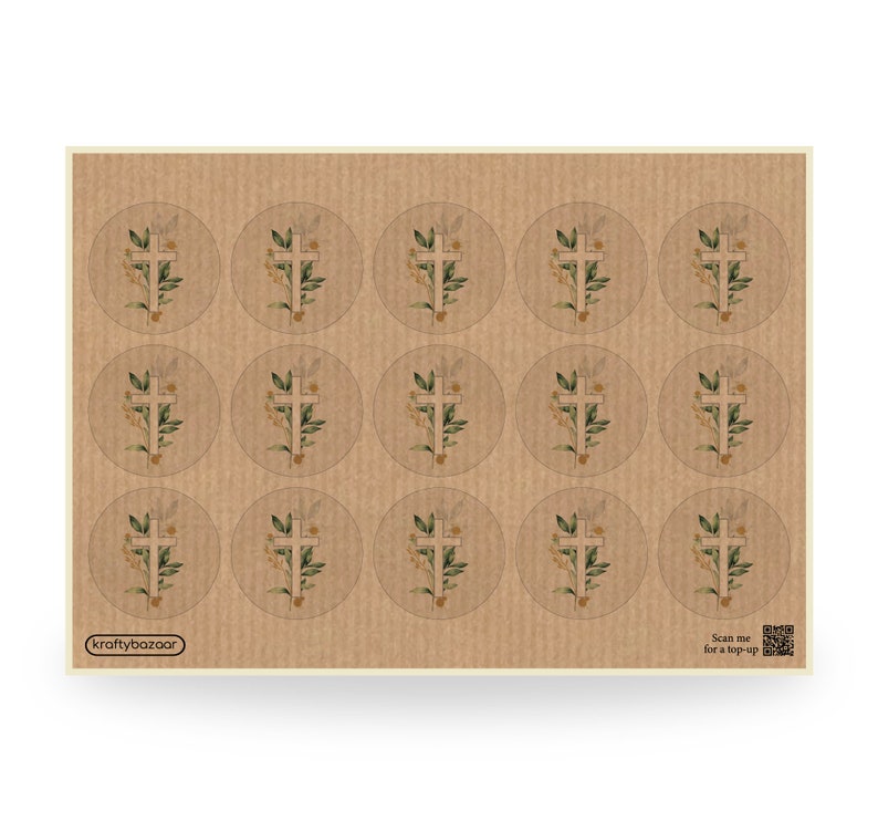 Easter Cross Greenery Paper Labels, 37mm Self-adhesive Paper Stickers ...