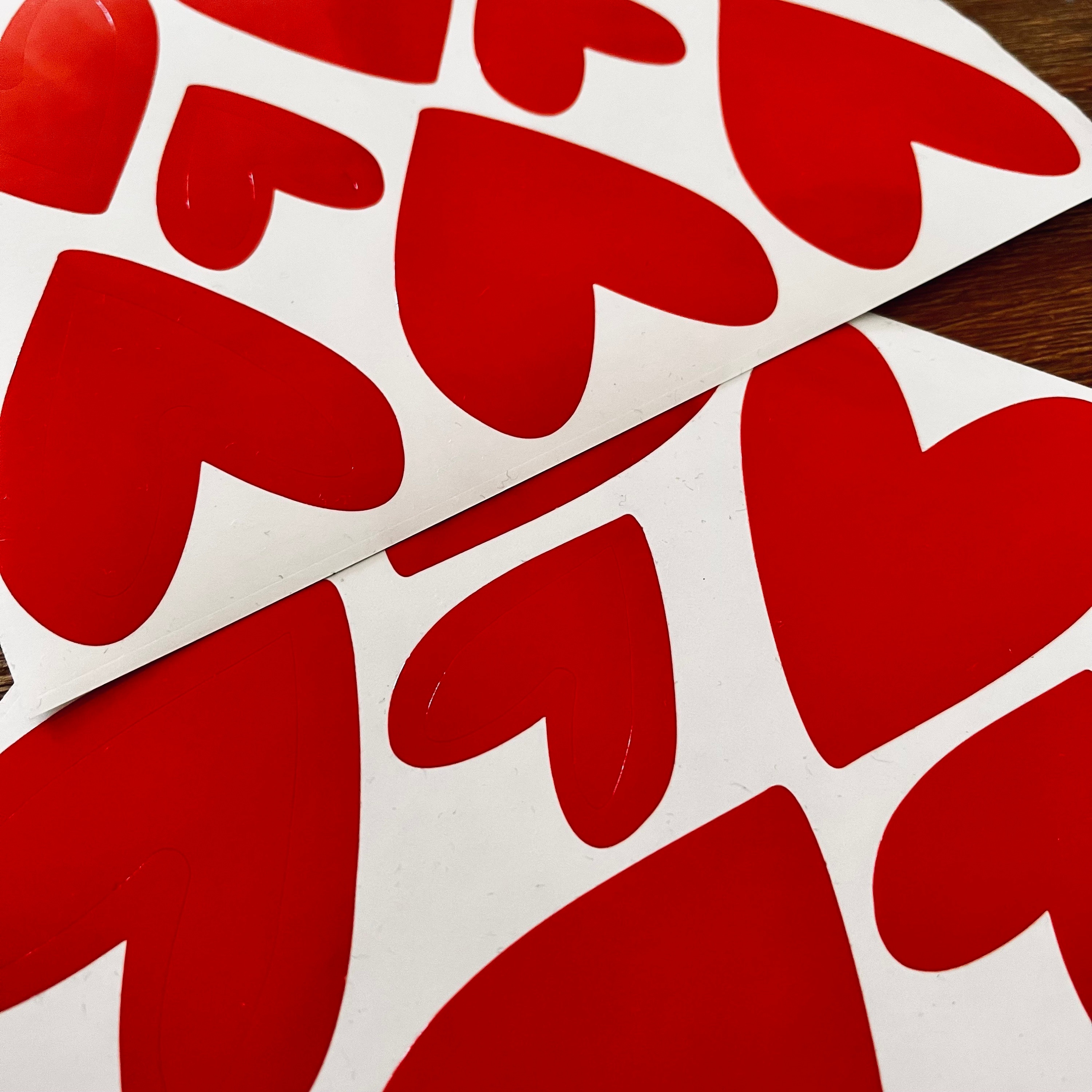 Set of 26 Whimsical Red or White Heart Window Stickers, White Static ...