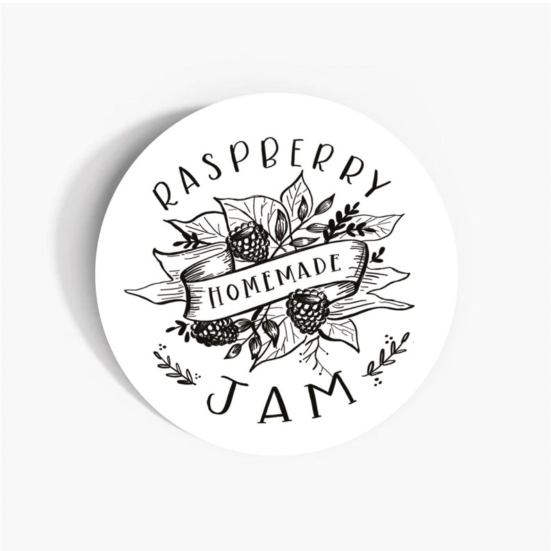 Set of 6, 12 or 24 Strawberry or Raspberry Homemade Jam Stickers ...
