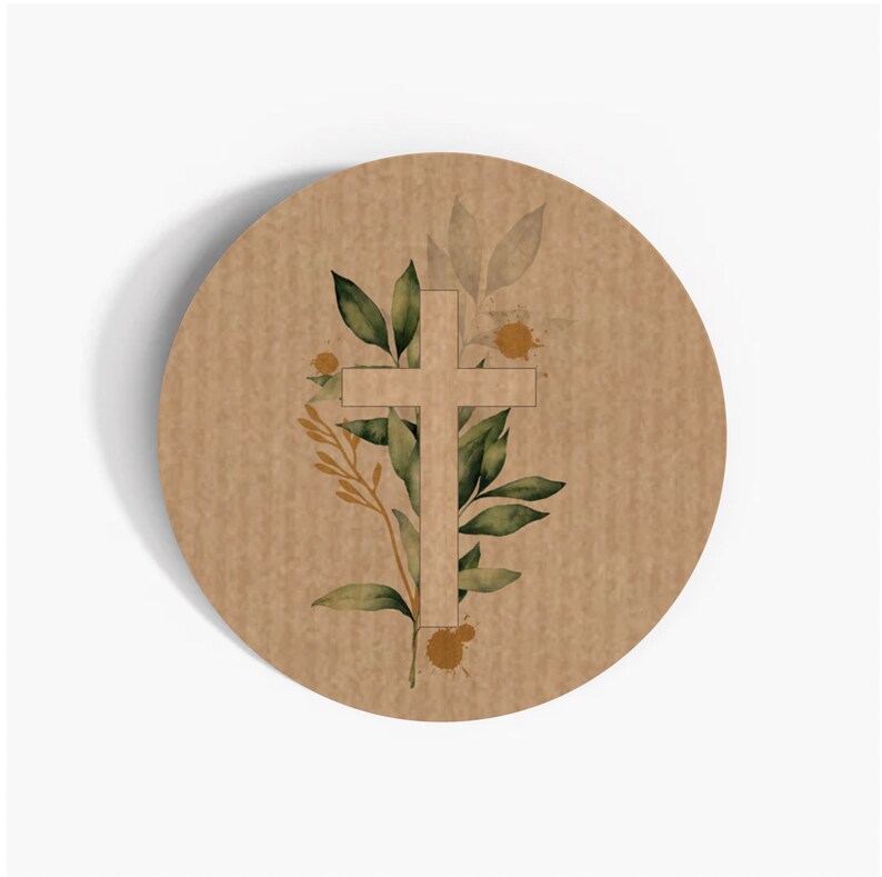 Easter Cross Greenery Paper Labels, 37mm Self-adhesive Paper Stickers ...