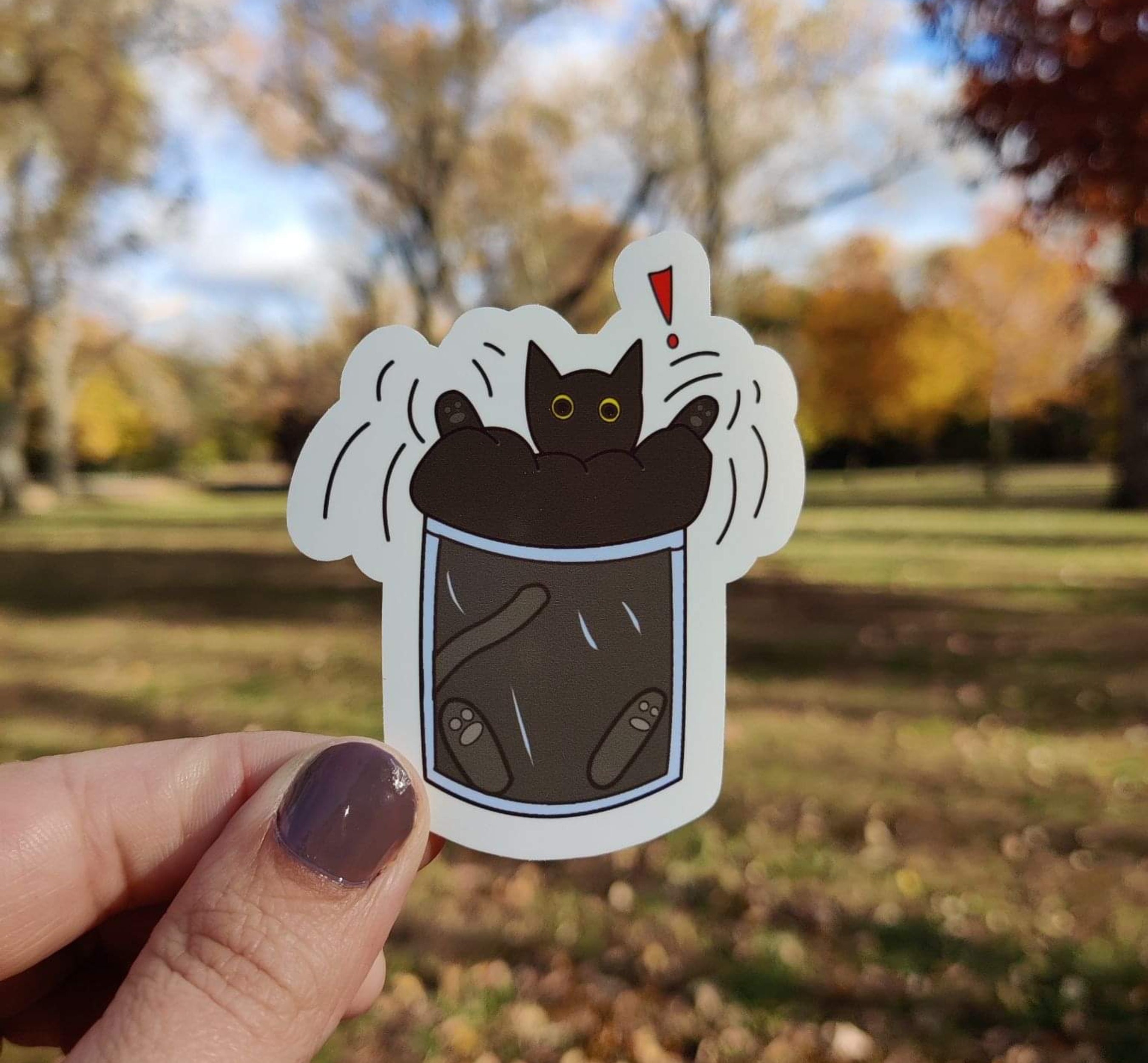 Funny Cat Stuck in Jar PHIONA Glossy Vinyl Sticker - Etsy