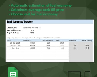 Simple Fuel Tracker - Etsy