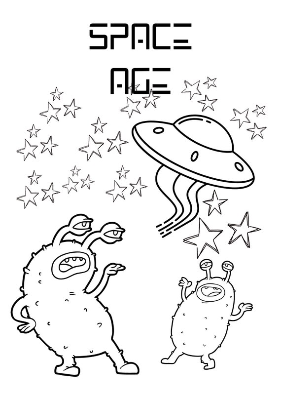 Ruimte Alien Kleurplaten Vector Set Van Acht Schattige Monsters.