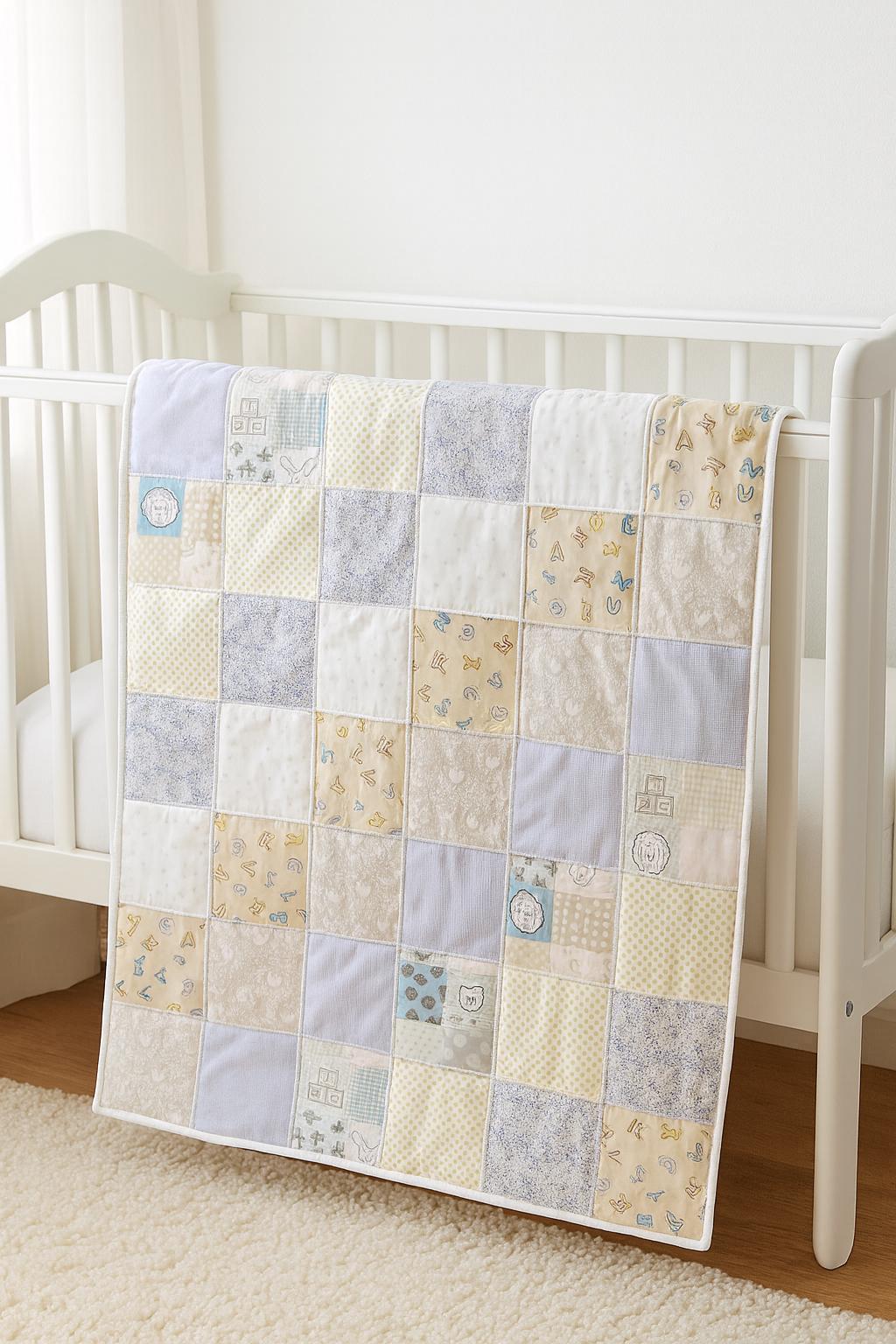 Beginner Baby Quilt Sewing Pattern, Modern Patchwork Nursery Blanket ...