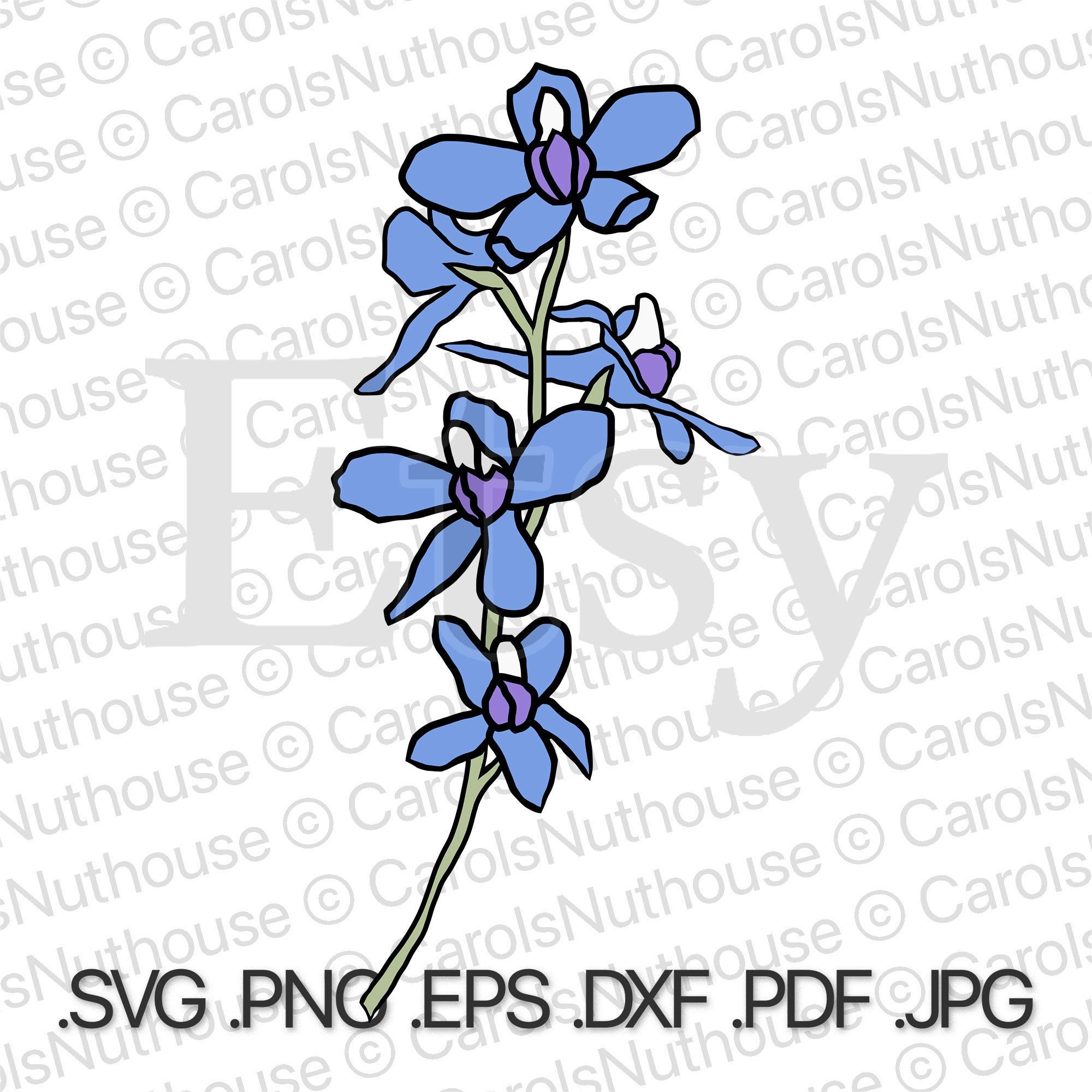 July Larkspur SVG, Larkspur Flower SVG, Wild Flower Svg, Delicate ...