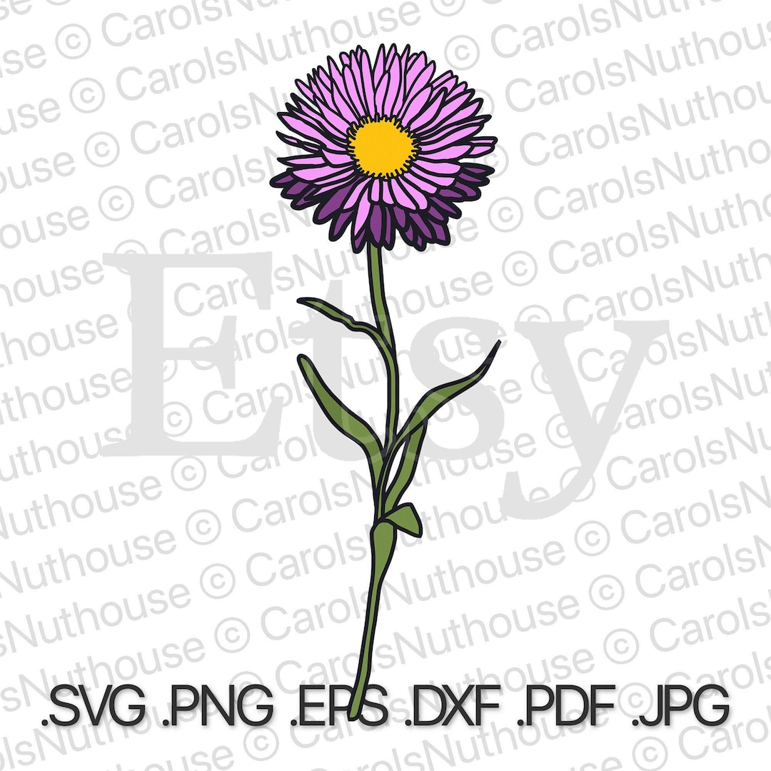 September Aster SVG, Aster Flower Svg, Delicate Flower Svg, Wild Flower ...