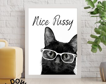 Funny Rude Cat Art - Etsy