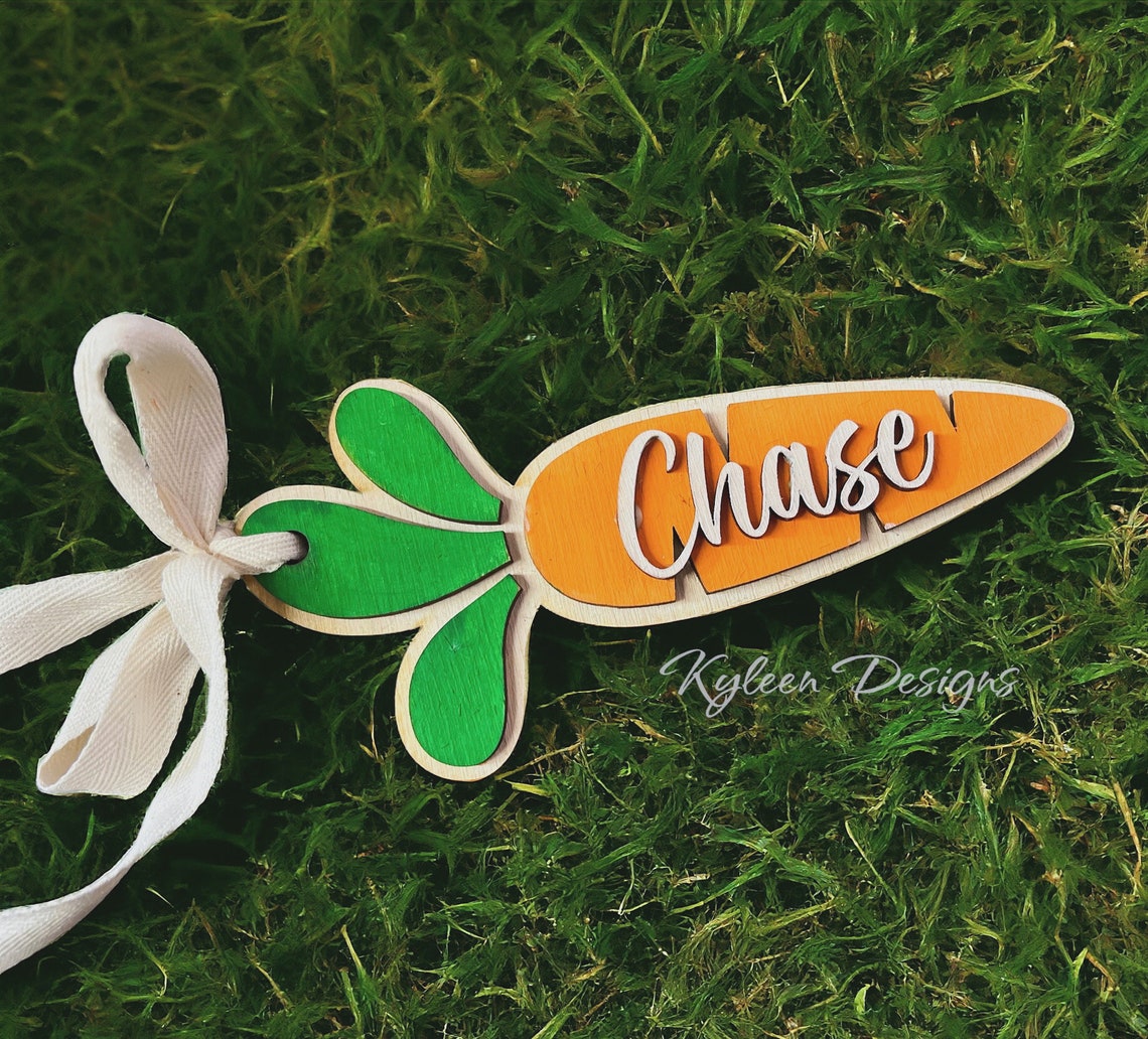 Carrot Name Tag for Easter Basket SVG & PDF Laser Ready DIGITAL File - Etsy