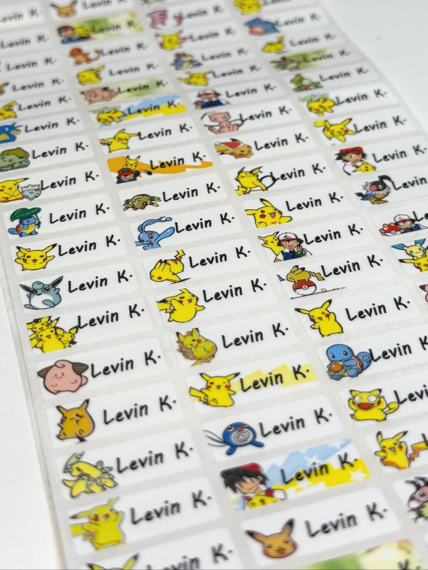 72/144 Pokemon Name Labels Stickers, Name Labels for Kids, Name Labels ...