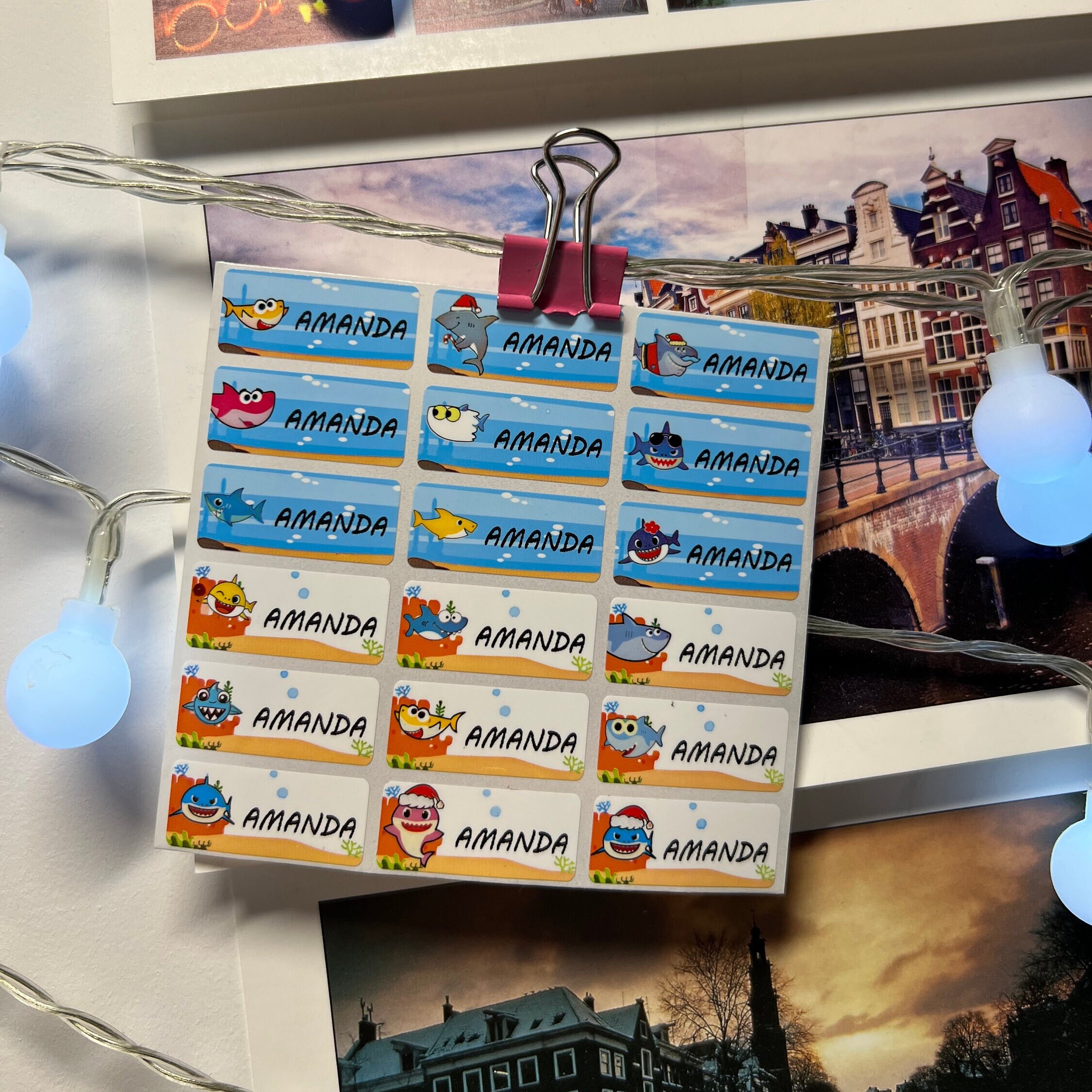 Baby Shark Name Labels Stickers, Name Labels for Kids, Name Labels for ...