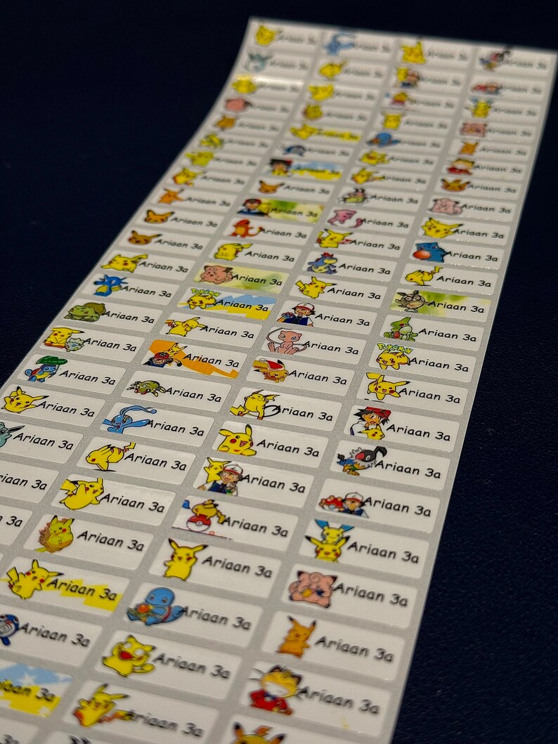 72/144 Pokemon Name Labels Stickers, Name Labels for Kids, Name Labels ...