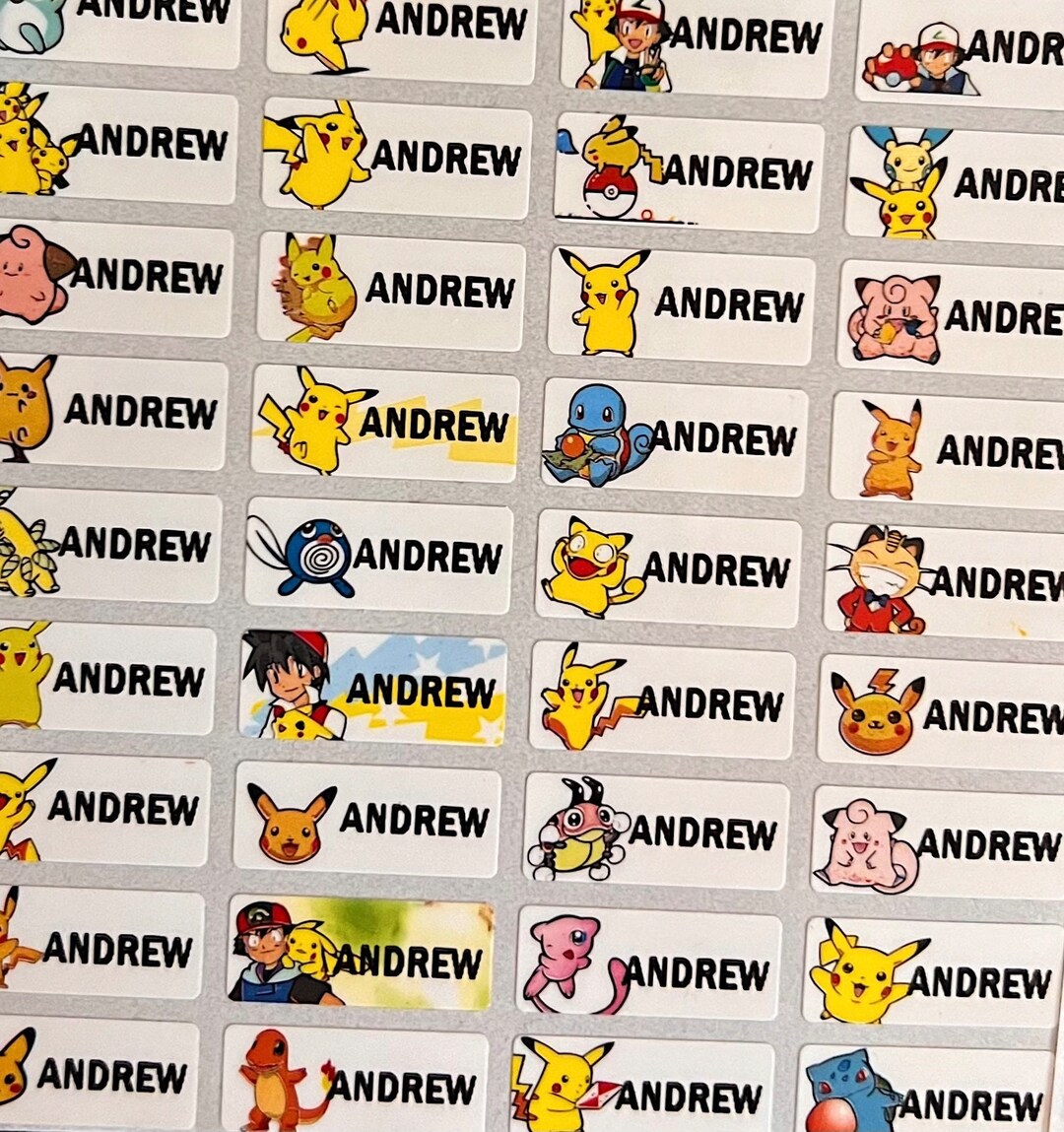 72/144 Pokemon Name Labels Stickers, Name Labels for Kids, Name Labels ...