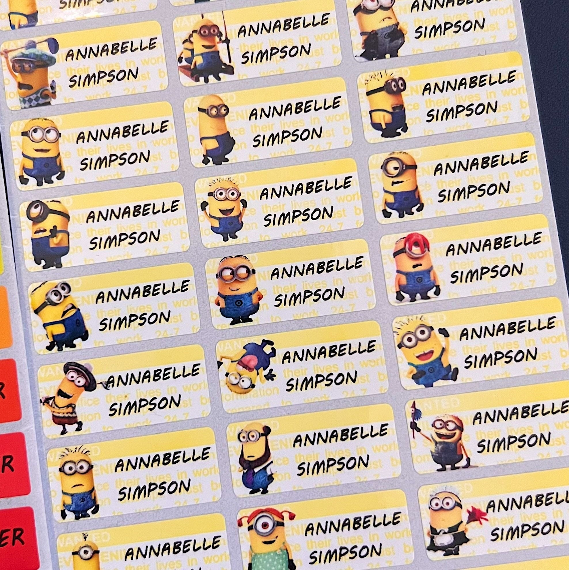 Minion Name Labels Stickers, Name Labels for Kids, Name Labels for ...
