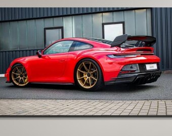 Red Porsche Canvas, Red Porsche 911 GT3 Wall Art, Porsche 911 Poster ...