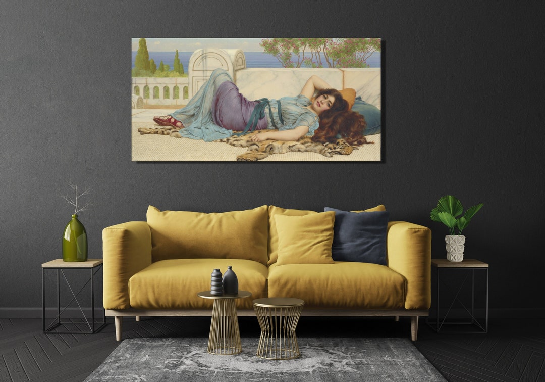 John William Godward Mischief and Repose 1909 Canvas Wall Art Poster ...