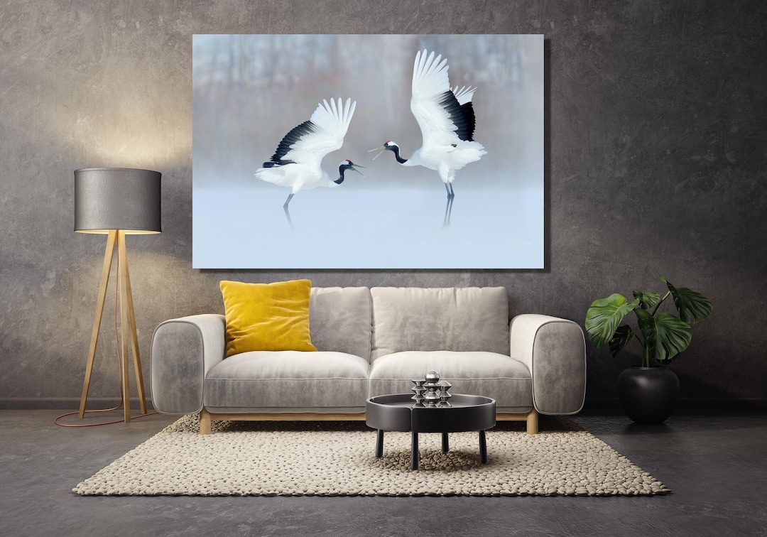 Dancing Cranes Canvas Wall Art Cranes Print Animal Wall Decor Home Art ...