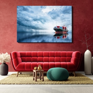 International Container Cargo Ship Canvas Print Nautical Vessel Canvas ...