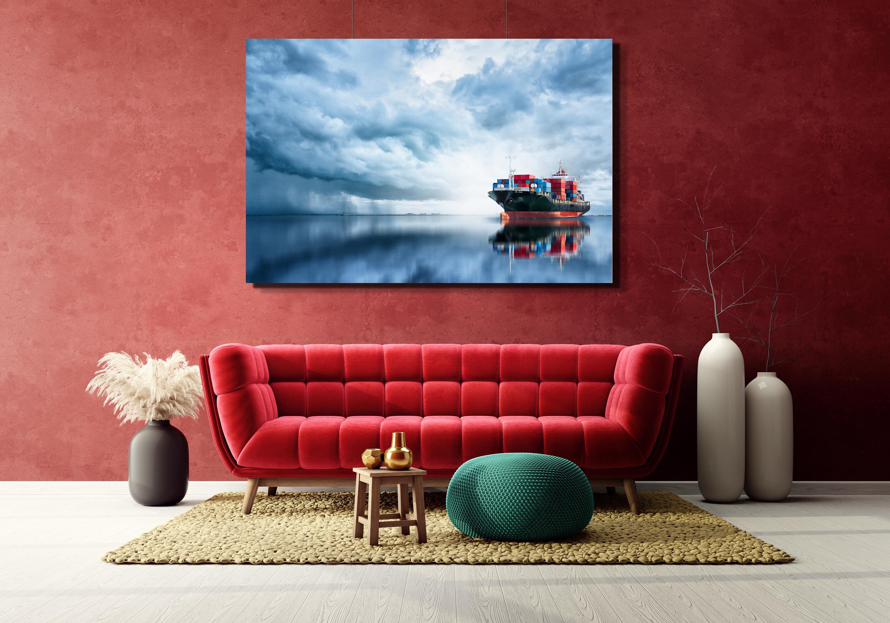 International Container Cargo Ship Canvas Print Nautical Vessel Canvas ...