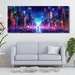 Cyberpunk City Canvas Wall Art, Cyberpunk Neo Futuristic Print Canvas ...