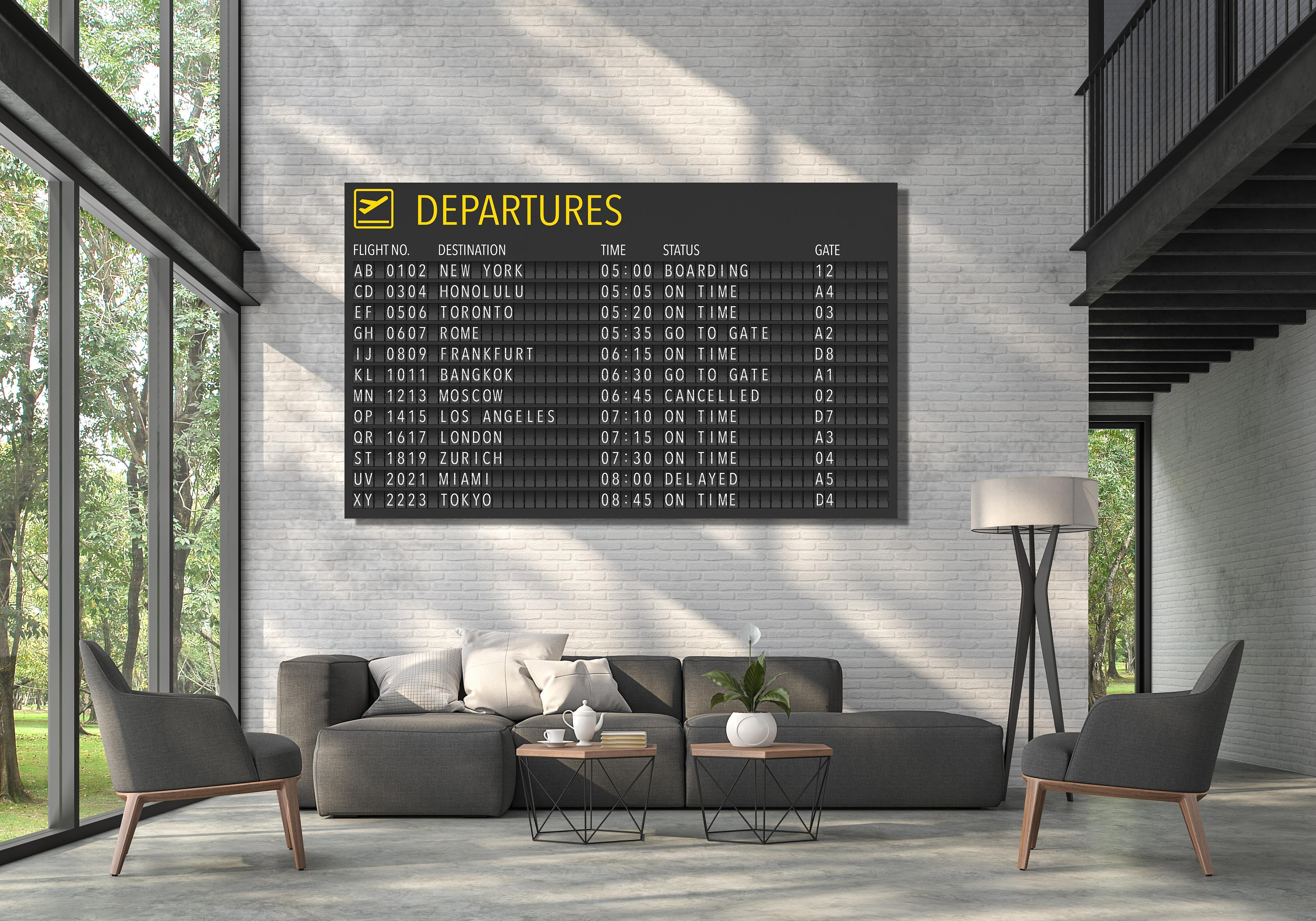 Departures Wall Art, Travel Wall Decor, Airport Departure Canvas ...