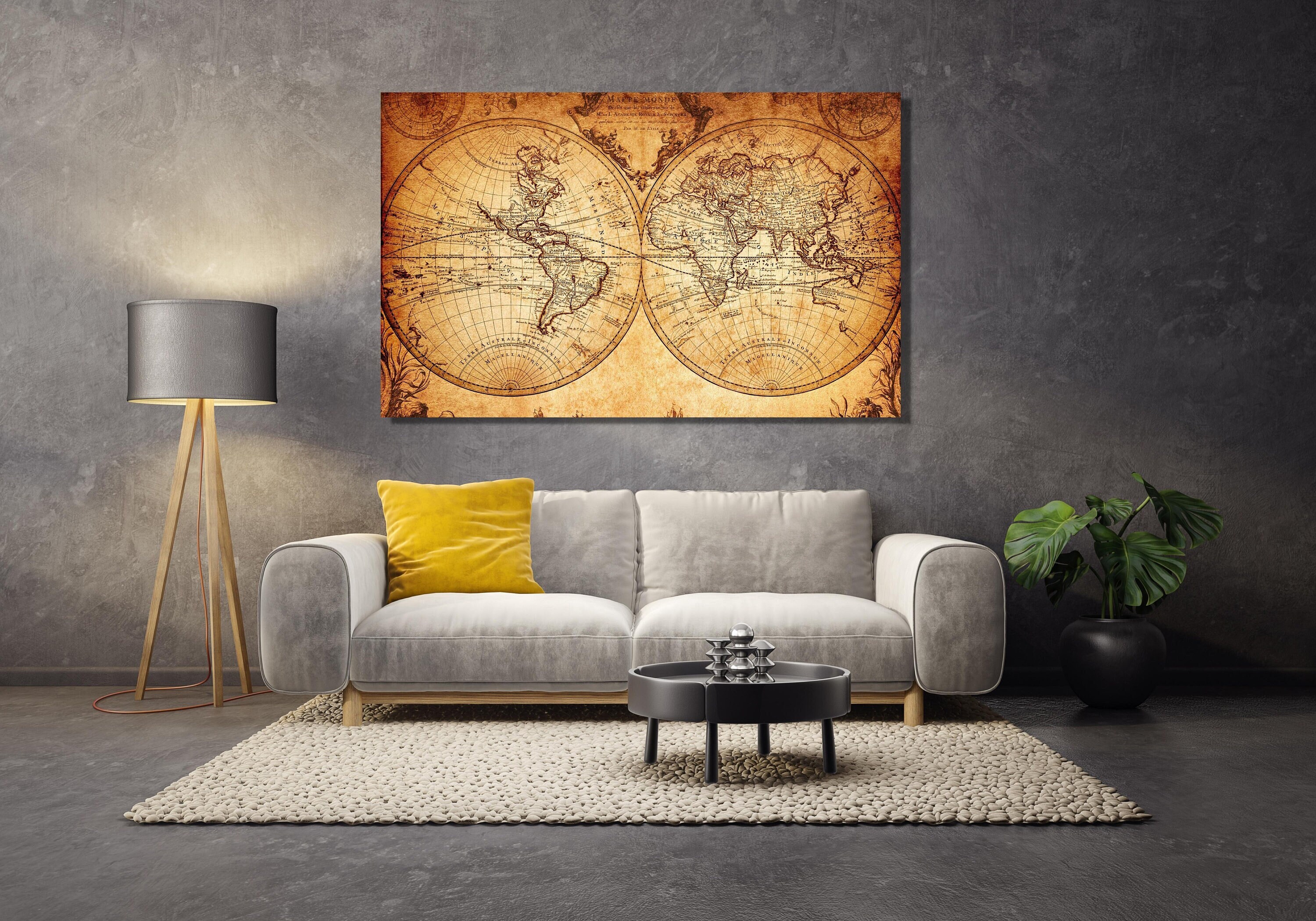 Old World Map Canvas Wall Art, Antique World Map Canvas Wall Art ...