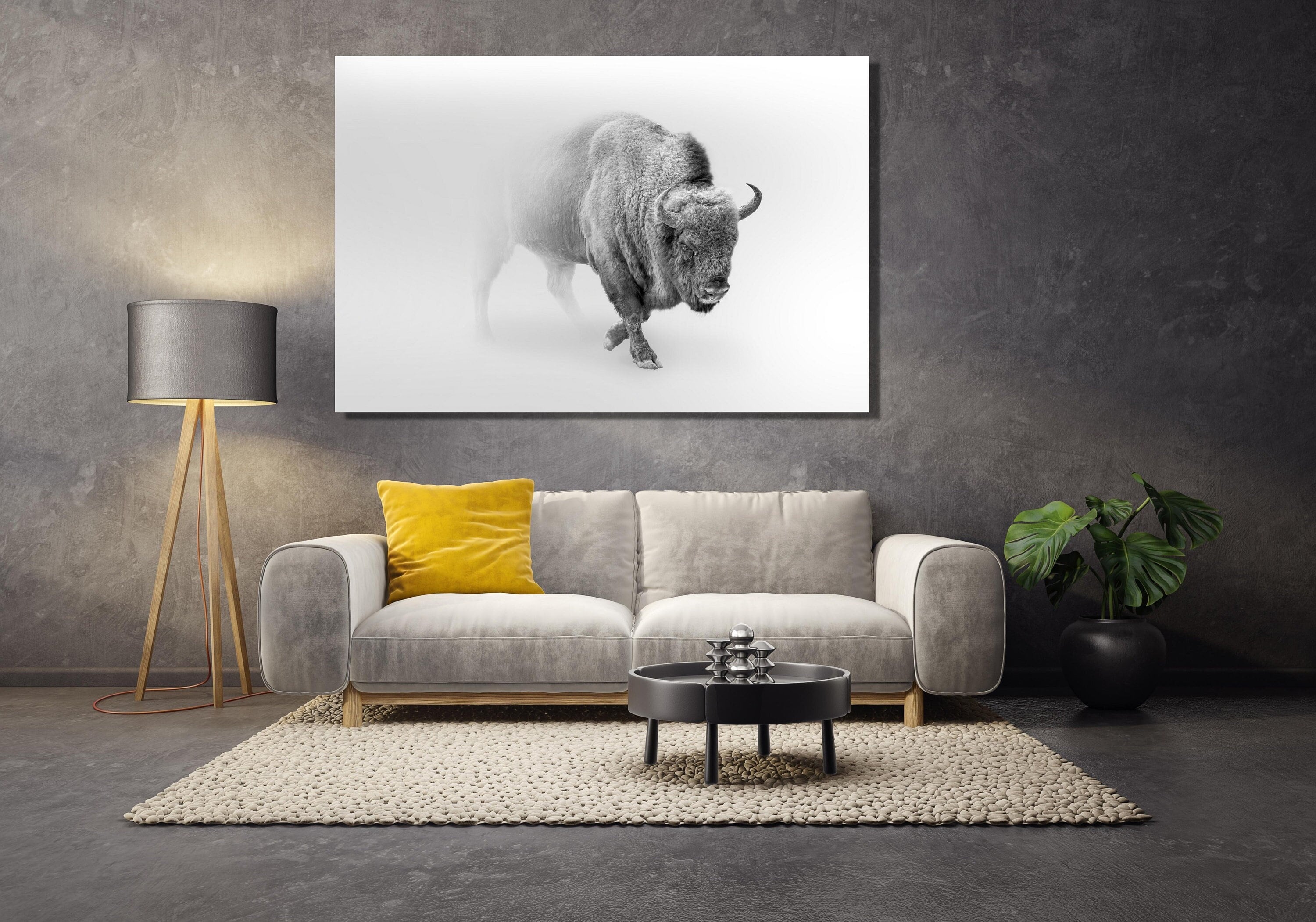 Buffalo Canvas Wall Art, Black Buffalo in Snow Original Pictures Art ...