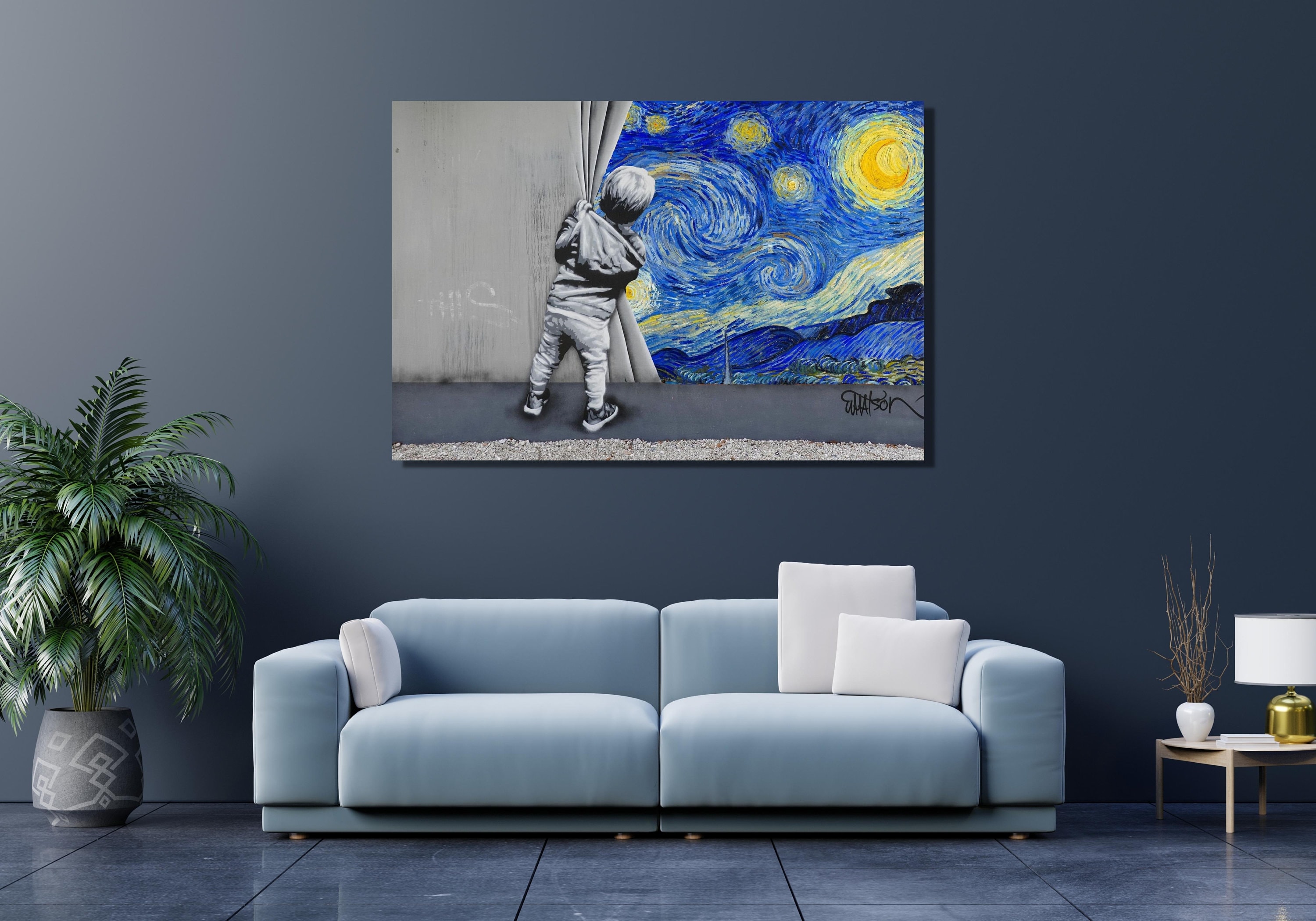 Bansky Vincent Van Gogh Graffiti Canvas Wall Art, Banksy Life is Poster ...