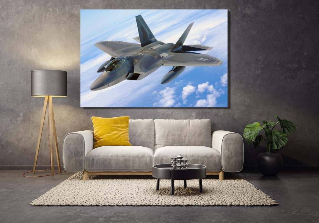 F22 Raptor Plane Canvas Wall Art Fighter Squadron Aircraft Print ...