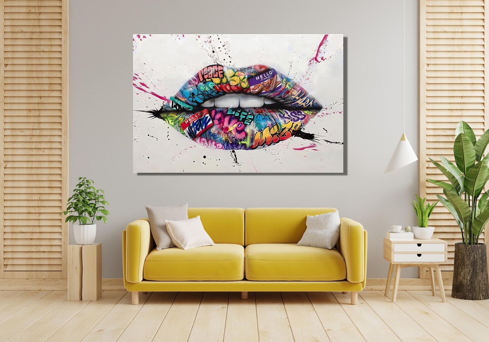 Graffiti Lip Canvas Wall Art, Lip Canvas Print,pop Art Lip Painting ...