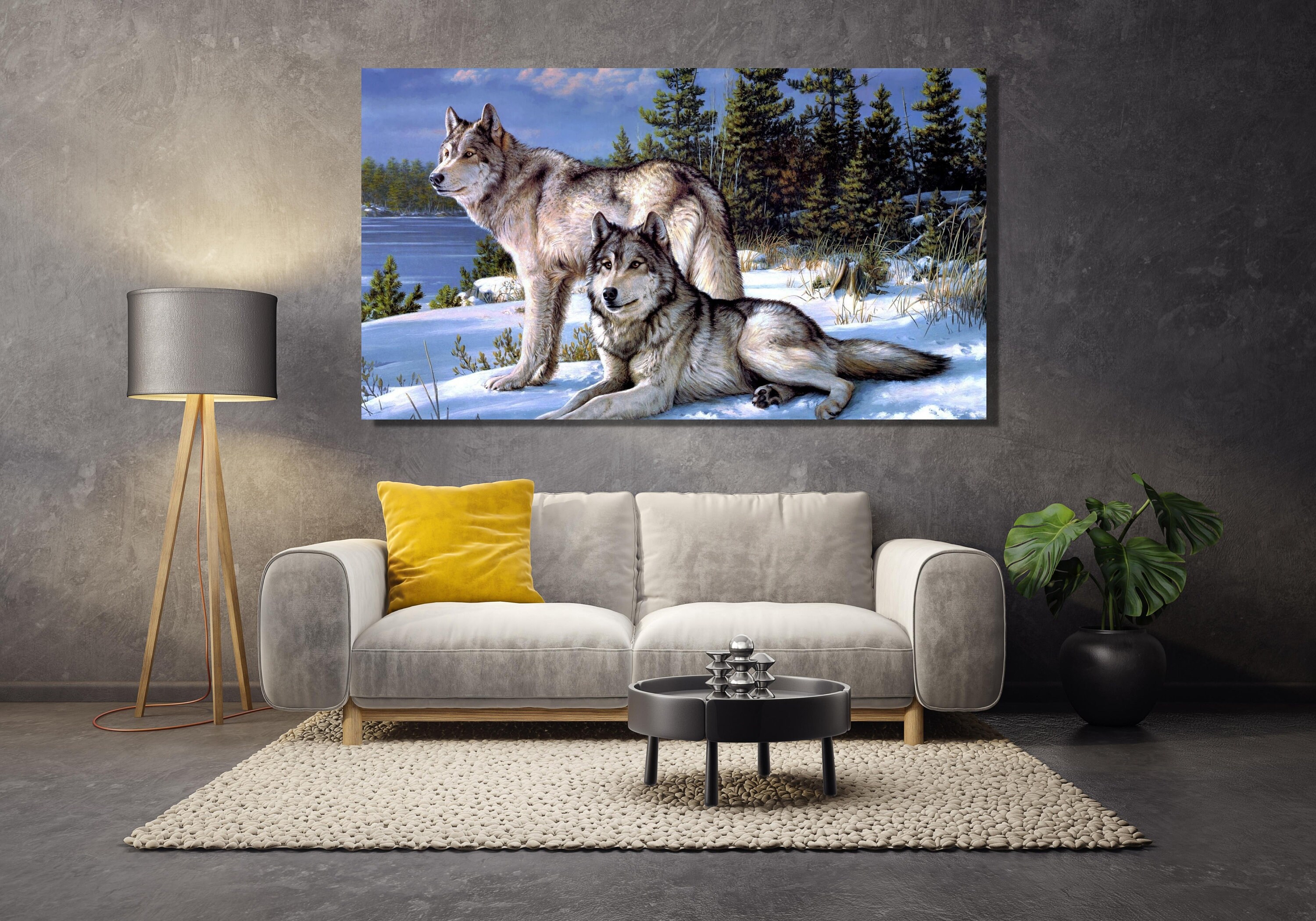 Wolves in Wildlife in Winter Print Animals Canvas Wall Art Landscape ...