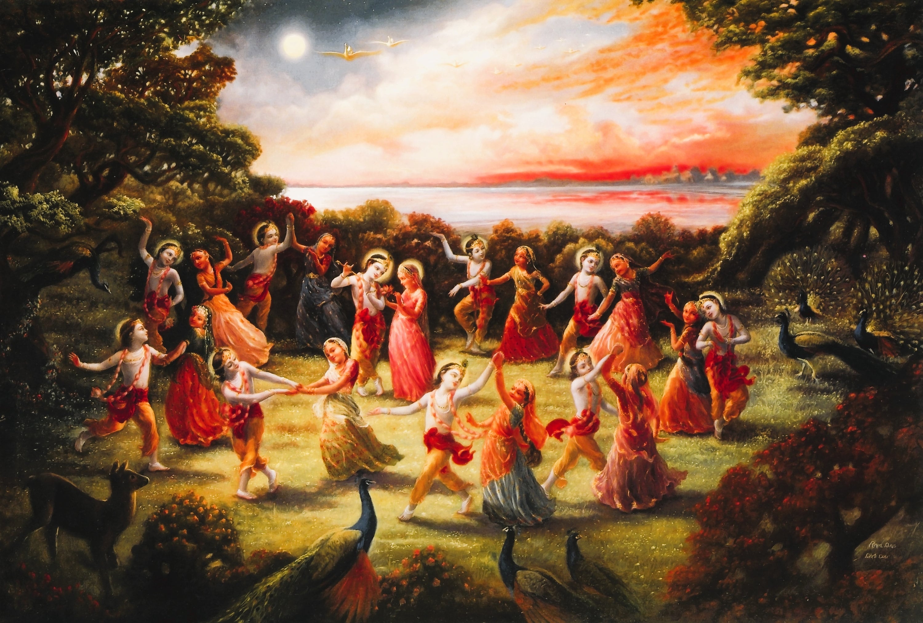 Rasa Lila Dance of Radha Krishna Canvas Wall Art, Rasa Lila Dance ...
