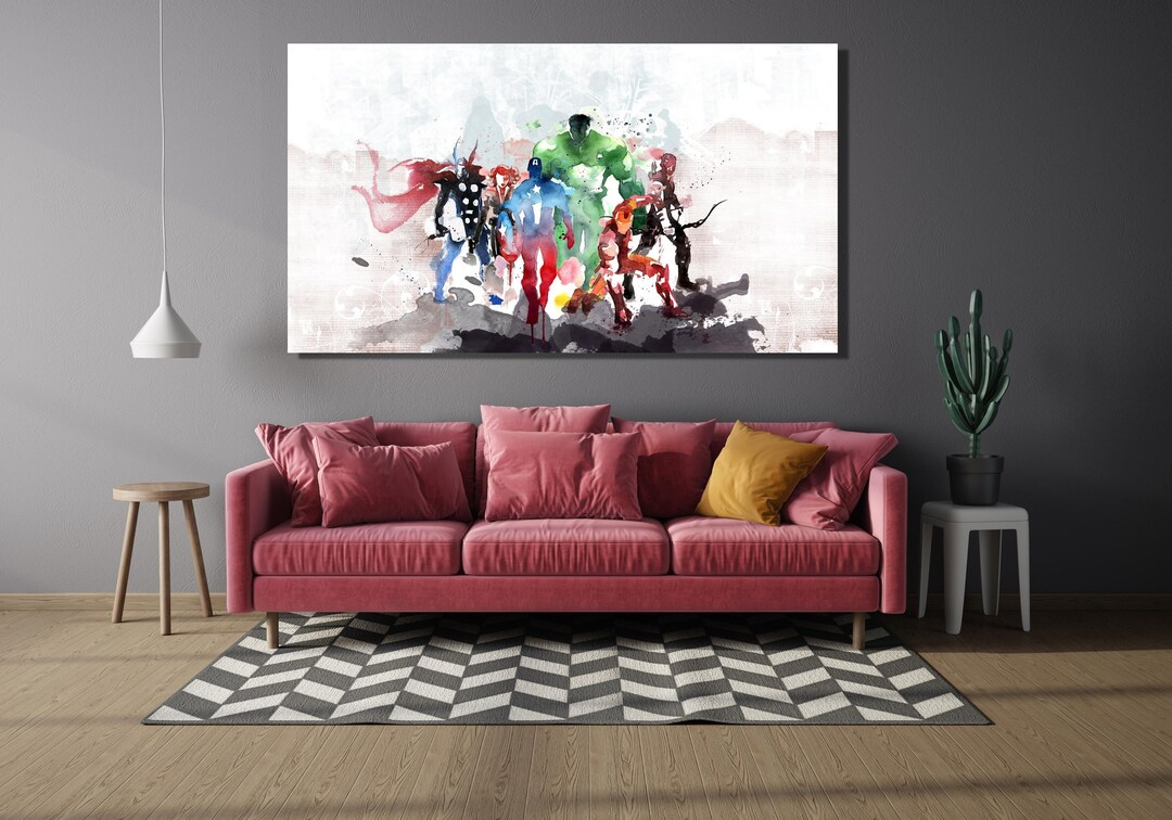 Watercolor Avengers Canvas Wall Art,superheroes Poster,kids Room Wall ...