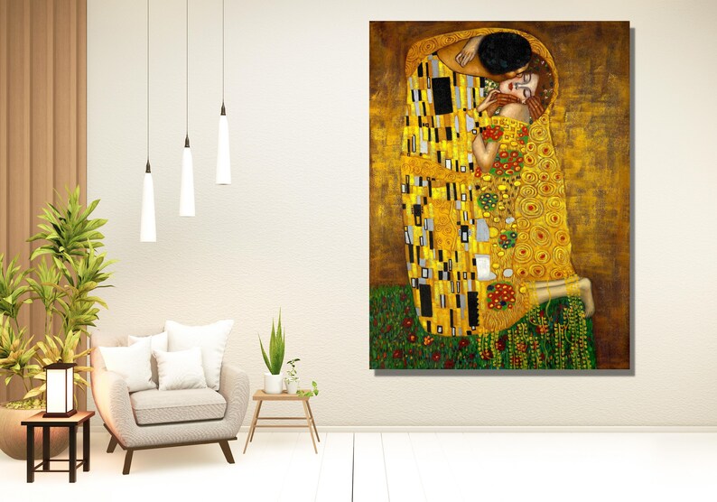 Gustav Klimt Kiss Canvas Wall Art Klimt Exhibition Poster Gustav Klim ...