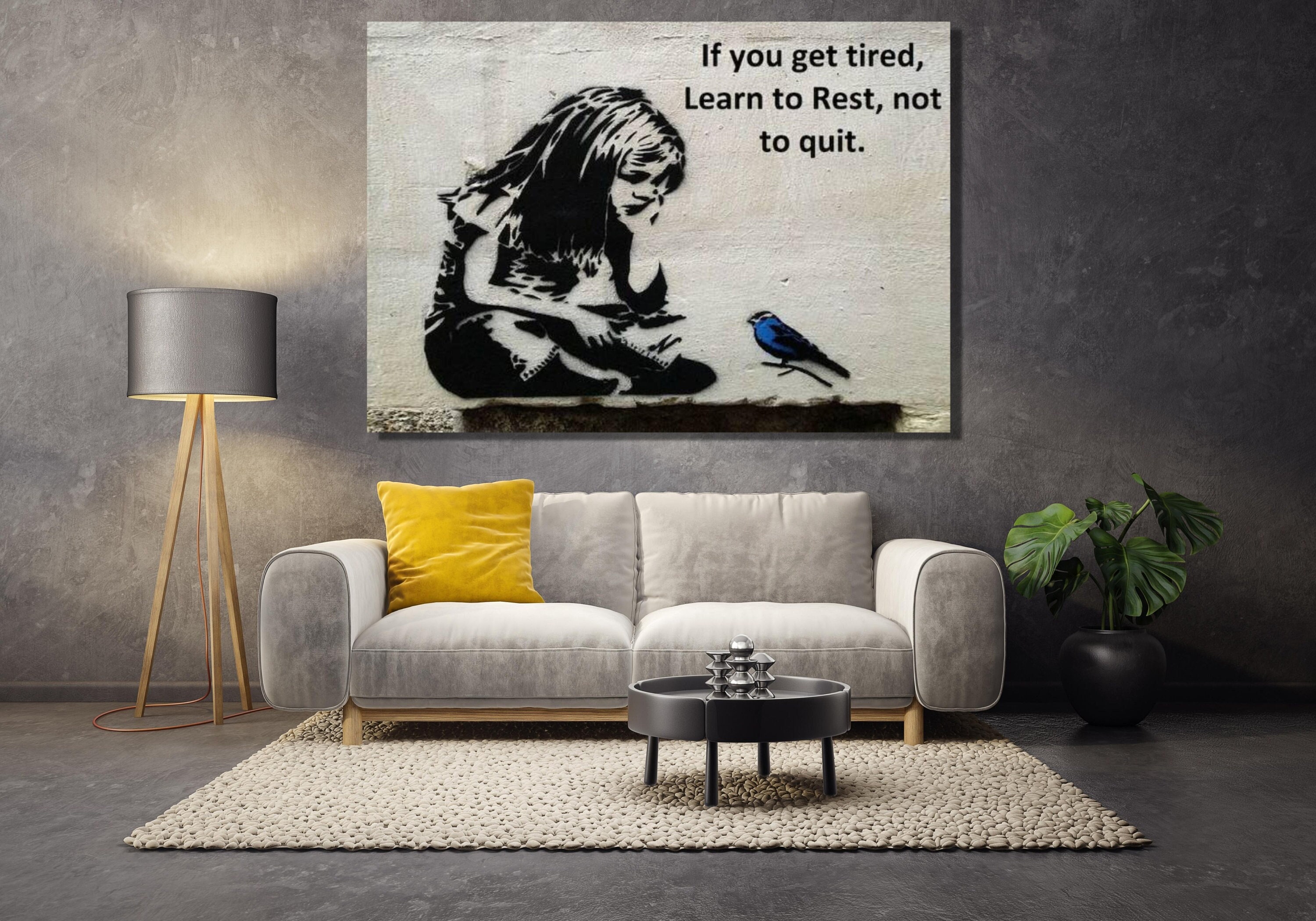 Bansky Little Girl Blue Bird Graffiti Canvas Wall Art,banksy Little ...