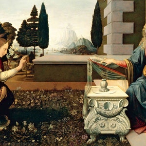 The Annunciation by Leonardo Da Vinci Canvas Wall Art Reproduction ...