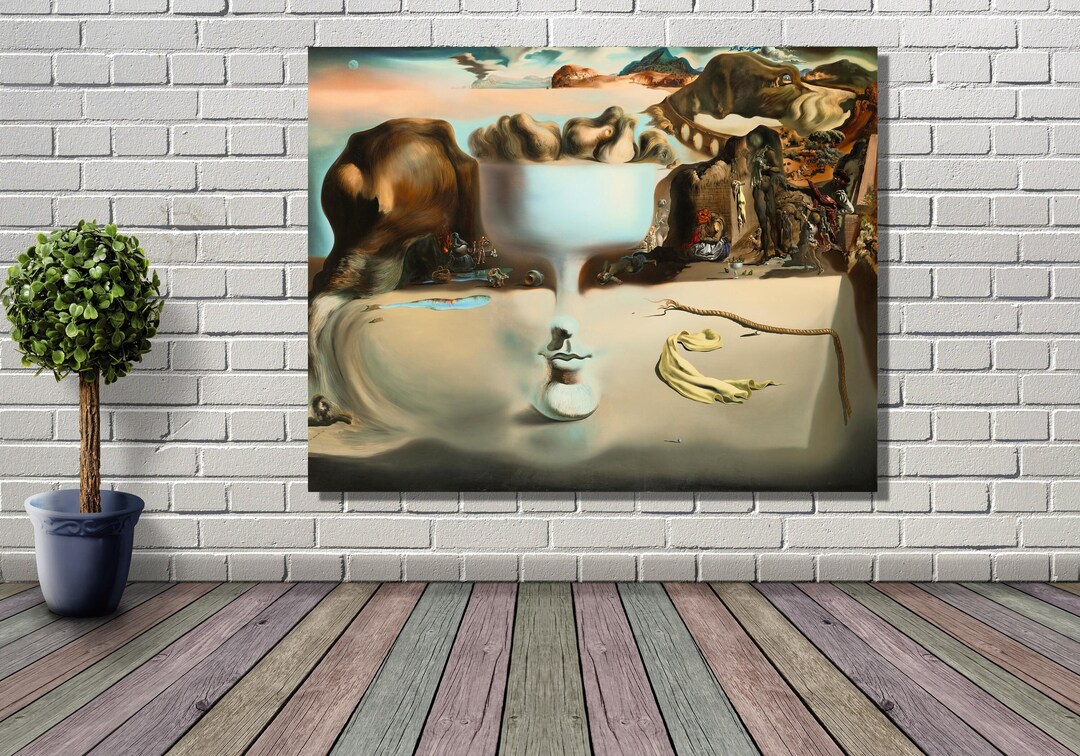 Salvador Dali Apparition of Face and Fruit Dish on a Beach Canvas ...
