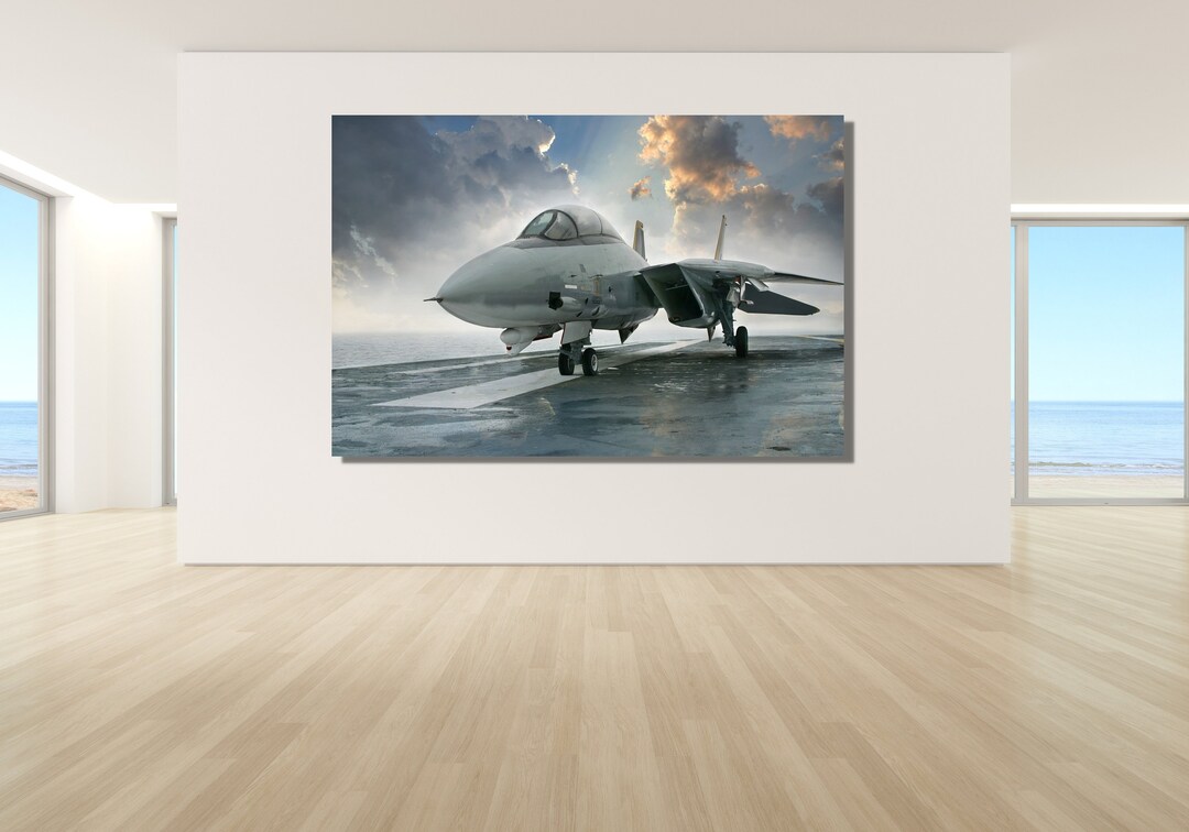 F-14 Tomcat Fighter Jet Canvas Wall Art, Combat Aircraft Pattern Canvas ...