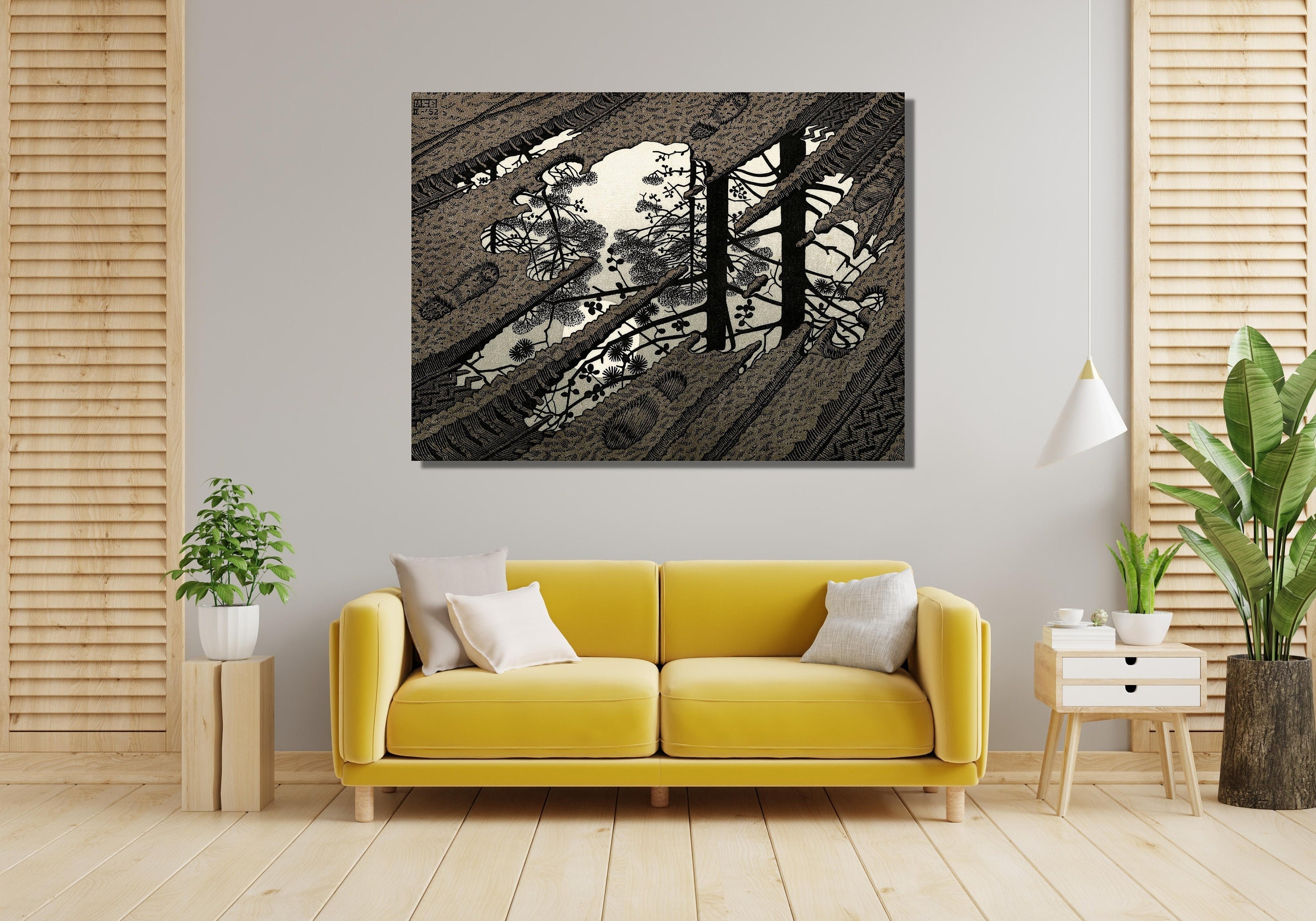 M.C. Escher Puddle Poster Print,maurits Cornelis Escher Canvas Wall Art ...