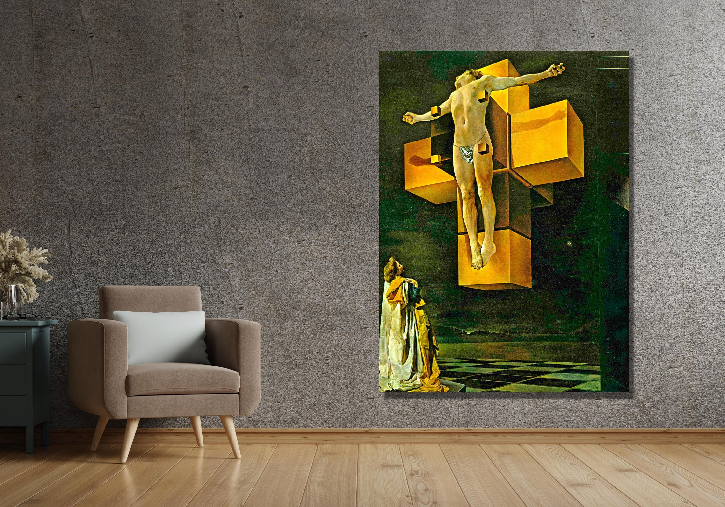 Crucifixion corpus Hypercubus by Salvador Dali Canvas Wall Art Print Salvador Dali Church Jesus ...