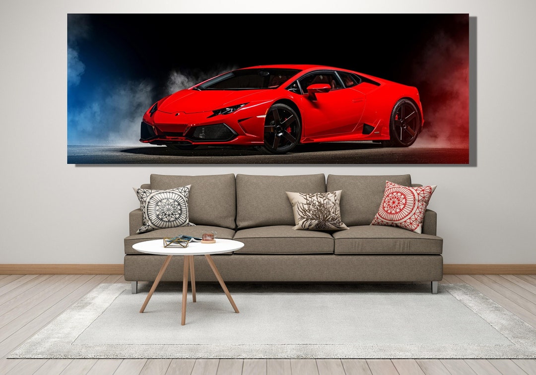 Lamborghini Wall Art, Red Lamborghini Canvas, Extra Large Lamborghini ...