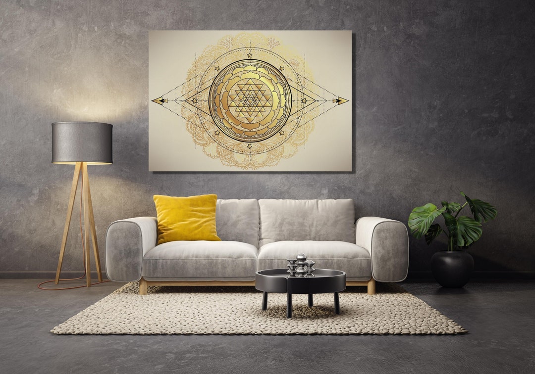 Shri Chakra Print Sacred Geometry Canvas Wall Art Sri Yantra Poster ...