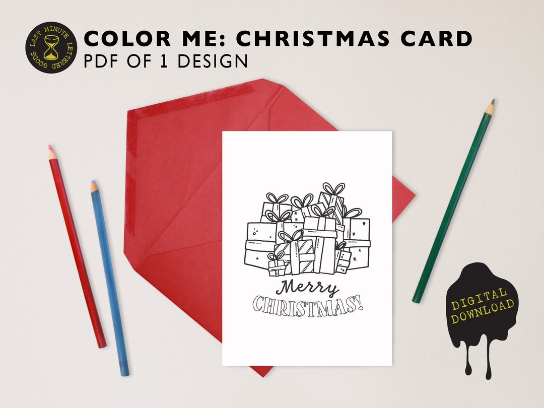 PRINTABLE Christmas Coloring Greeting Card, Gift Boxes, DIY Kid ...