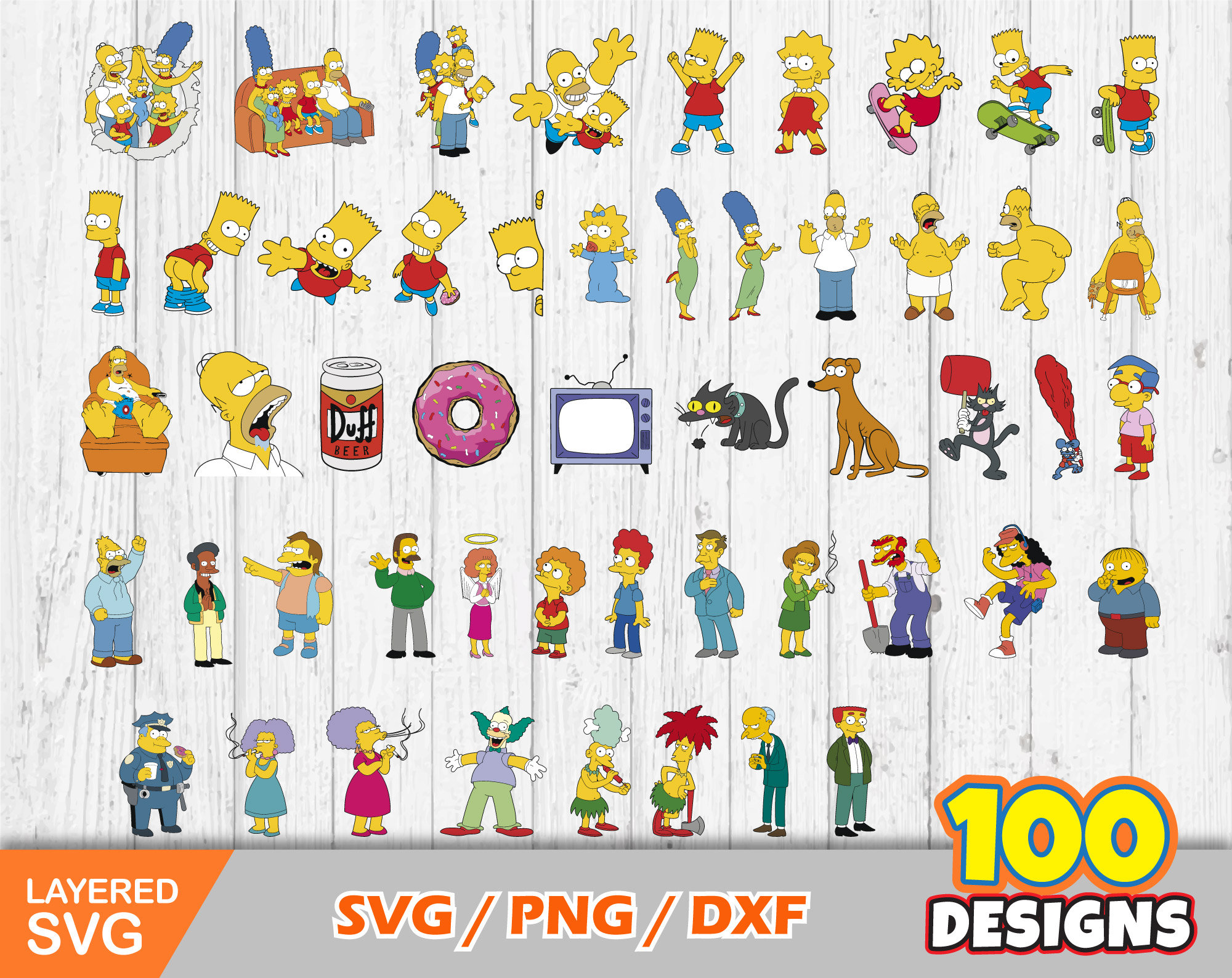 Simpsons Clip Art Bundle Simpsons SVG Cut Files for Cricut / - Etsy Canada