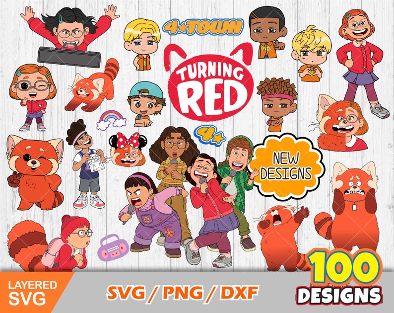 Turning Red Clipart Bundle Svg Cut Files for Cricut / - Etsy